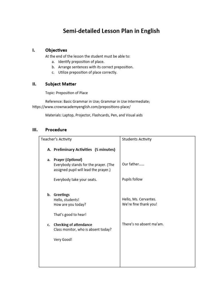 Detailed Lesson Plan in English 3 | PDF | Flashcard | Lesson Plan