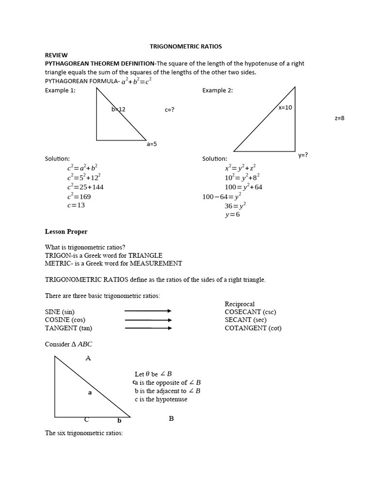 Trigonometric Ratios | Download Free PDF | Trigonometric Functions | Trigonometry