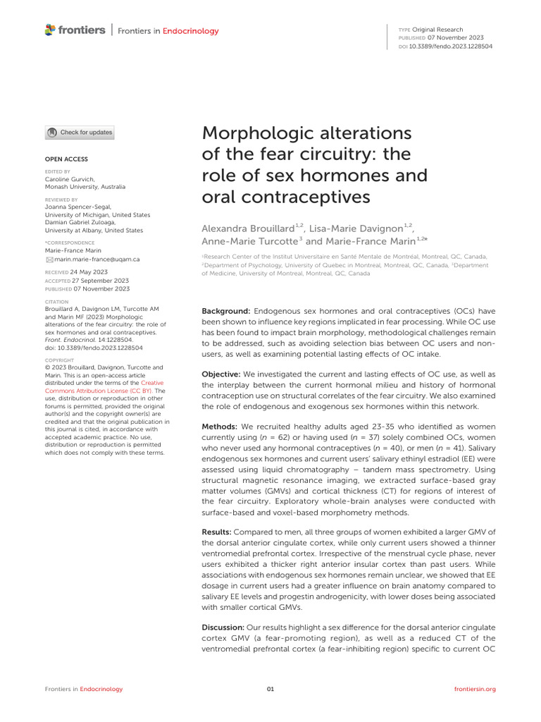 Morphologic Alterations of The Fear Circuitry: The Role of Sex Hormones ...