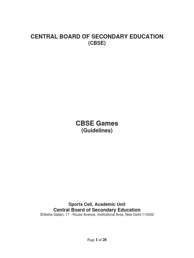 CBSE Games (Guidelines) | PDF | Referee