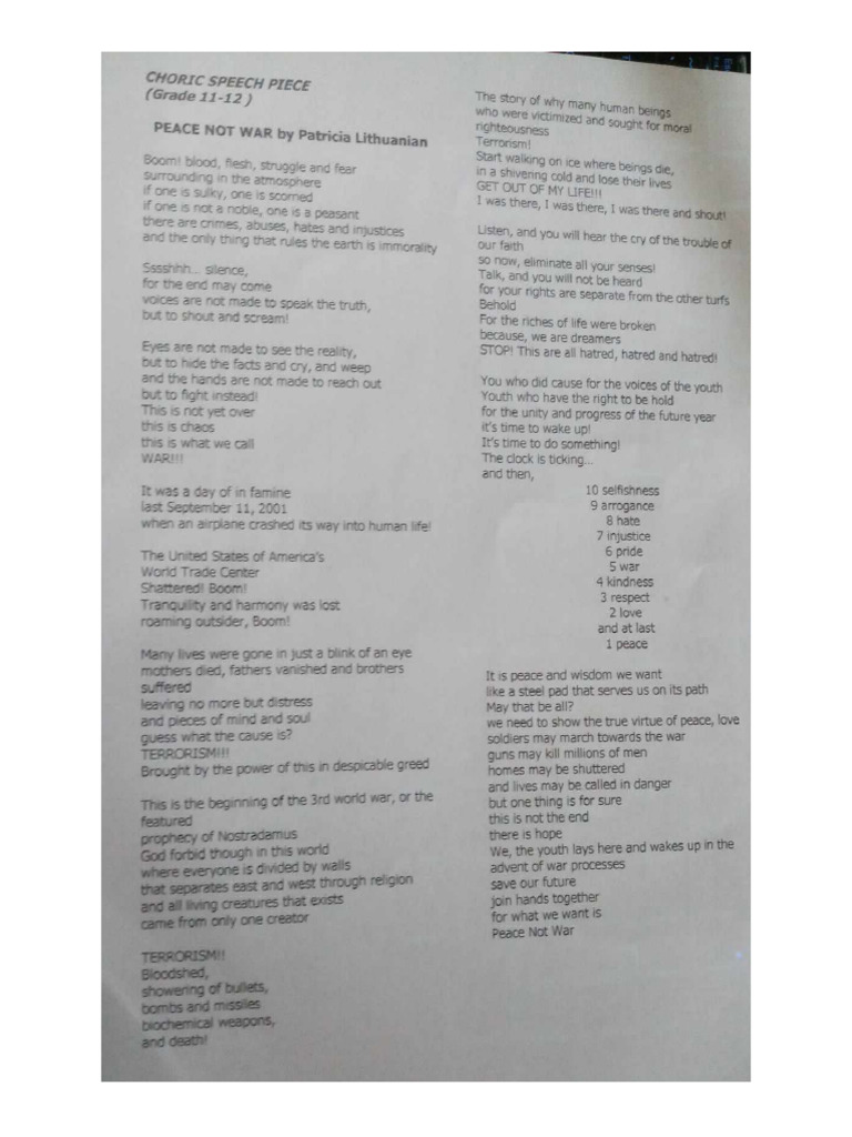 Choric Speech Piece | PDF