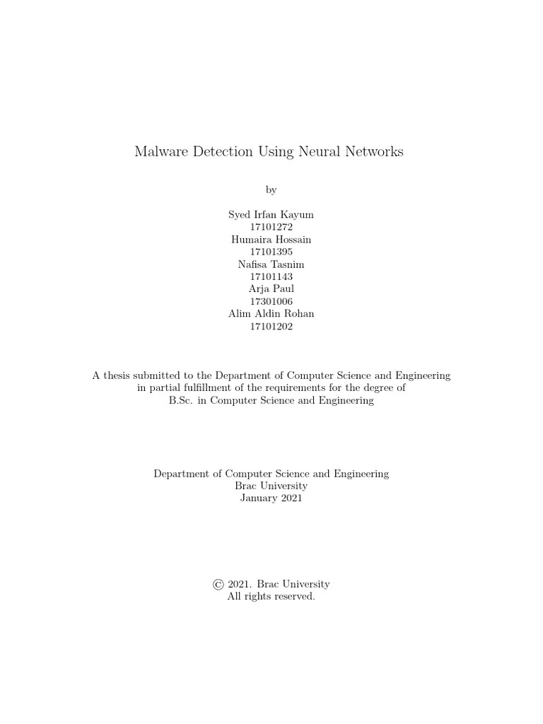 Malware Detection Using Neural Networks Main Paper Download