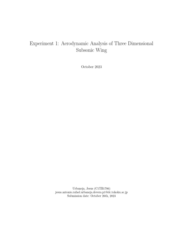 Experiment 1 | PDF | Lift (Force) | Drag (Physics)