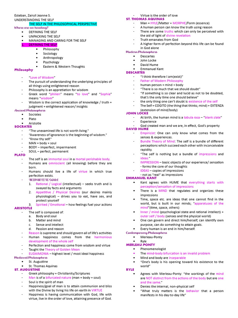 Uts Reviewer | PDF | Philosophy Of Self | Soul