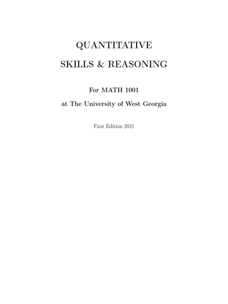 Quantitative Skills & Reasoning: For MATH 1001 at The University of ...