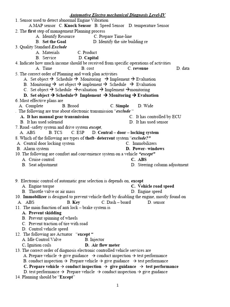 Aklil Auto Level 4 Coc Online Exam | PDF | Anti Lock Braking System ...