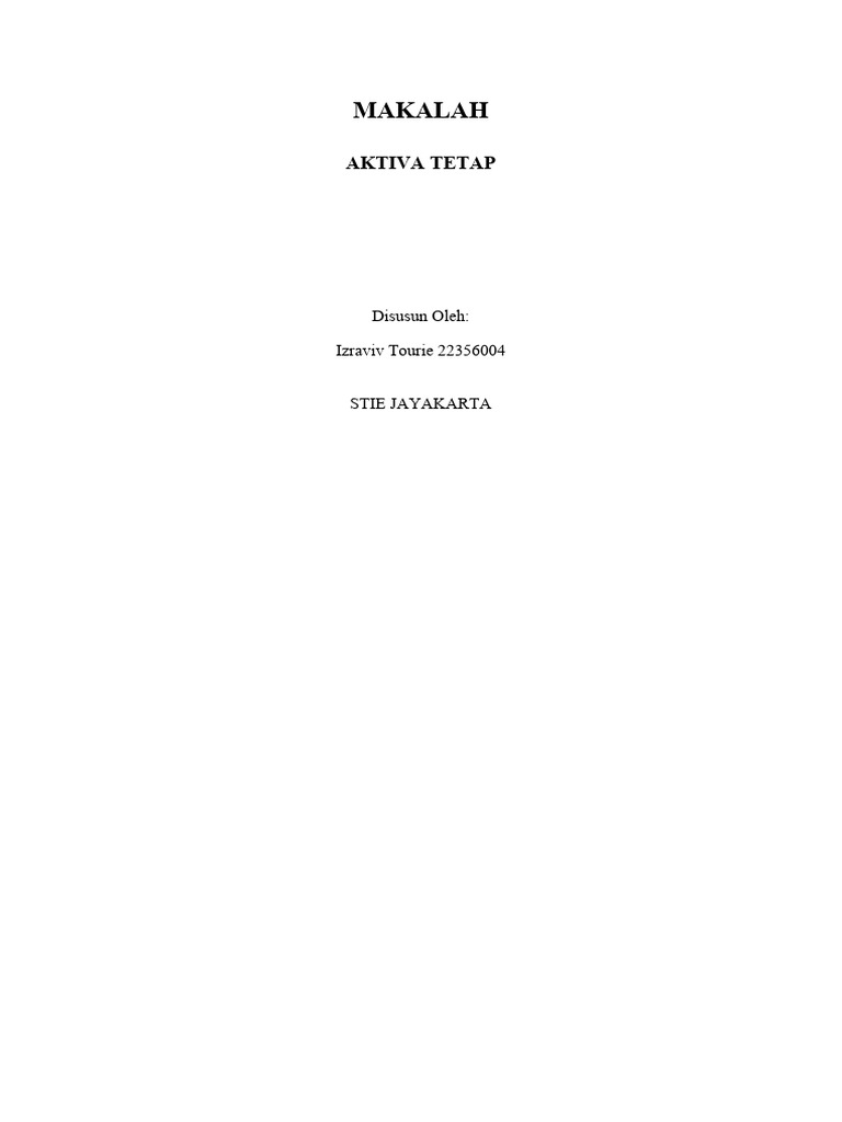 Makalah Aktiva Tetap Izra Pdf Pengelolaan Keuangan And Uang