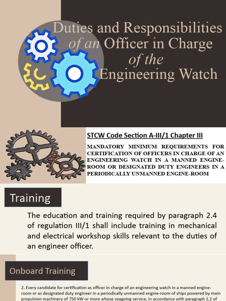 Duties and Responsibilties of An Officer in Chrage of The Engineering ...