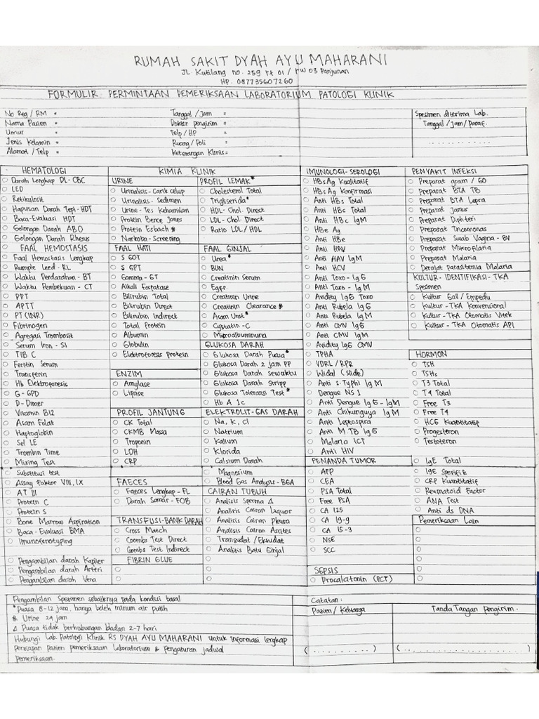 Tugas Permintaan Pemeriksaan - Dyah Ayu Maharani - d4 TLM | PDF