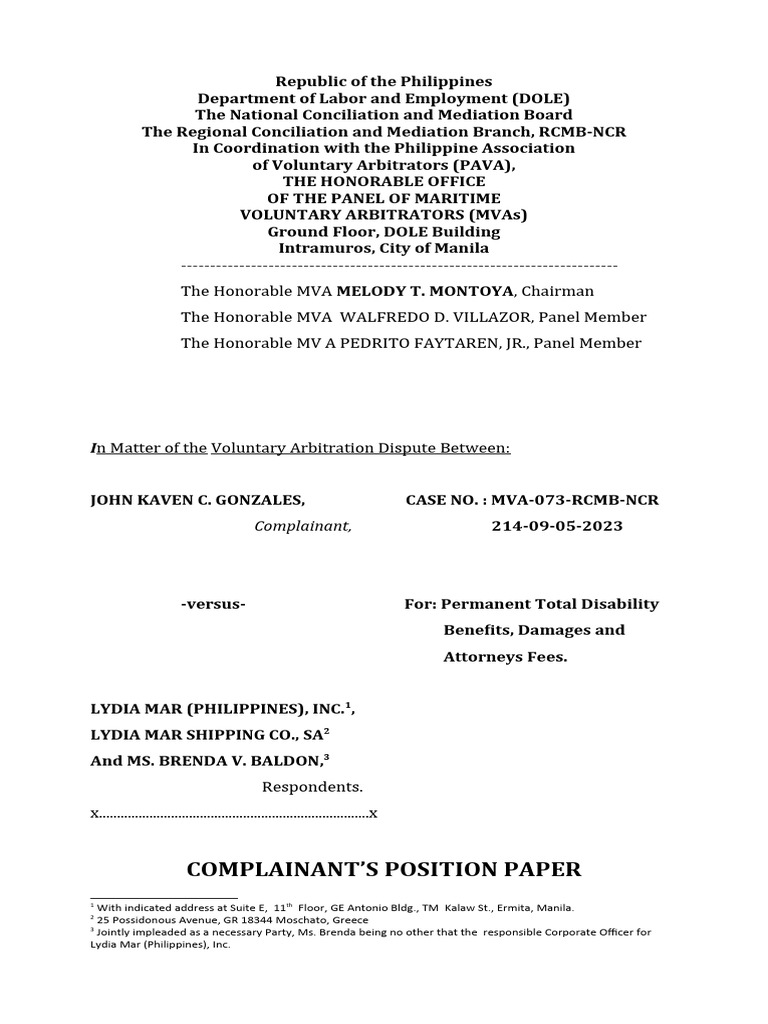 John Kaven Disability Complaint Vs Lydia Mar | PDF | Myocardial Infarction | Employment