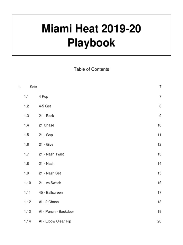 Miami Heat 2019 20 Playbook | PDF | Sports