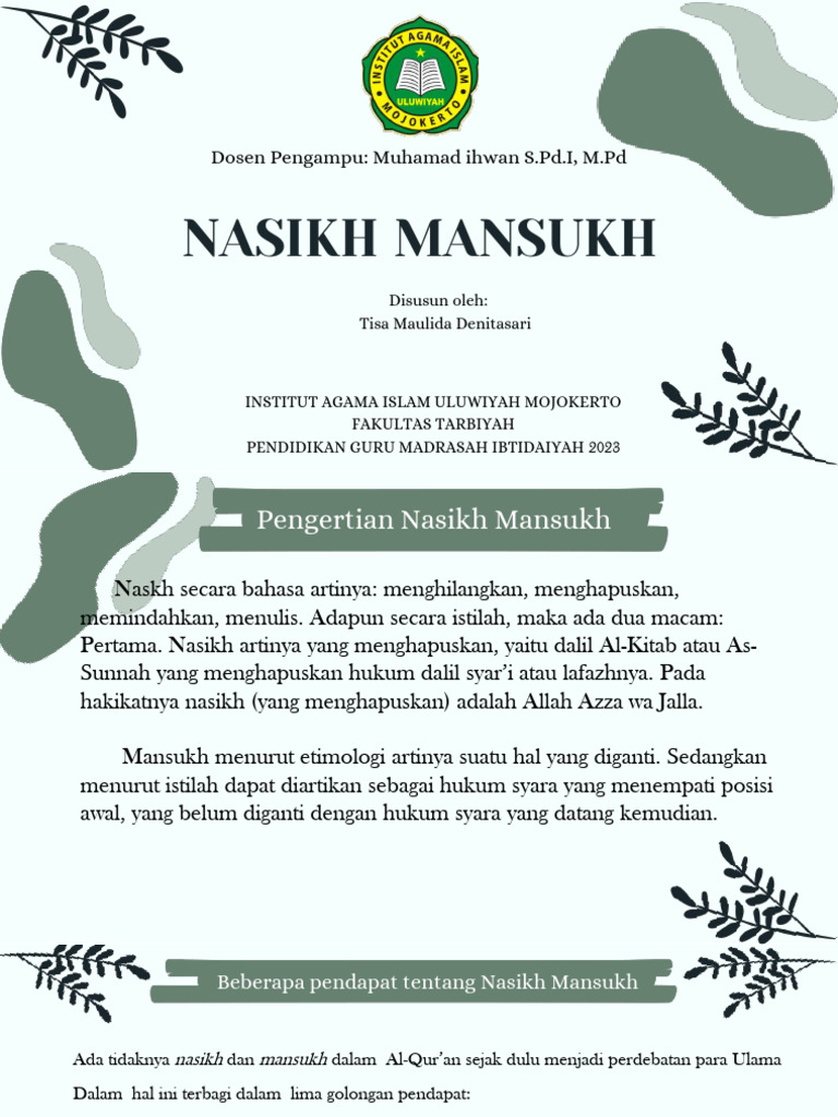 Pengertian Nasikh Mansukh dalam Islam | PDF | Filsafat | Sains & Matematika