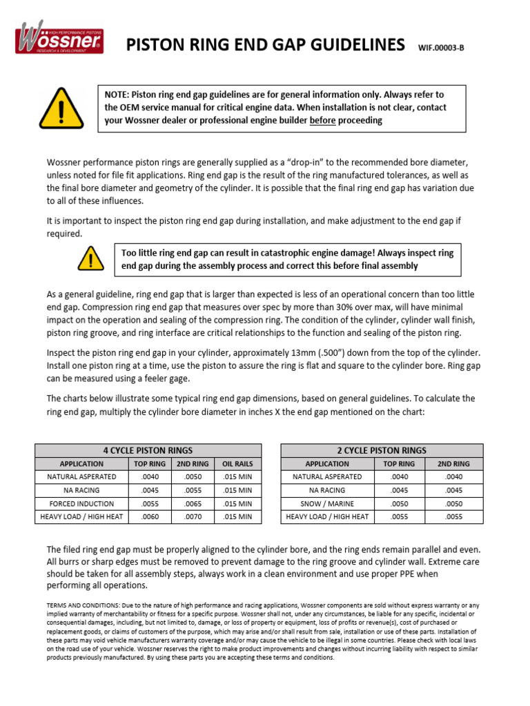 Wif.00003-B Piston Ring End Gap Guidelines 06-23-2021 | PDF | Piston ...