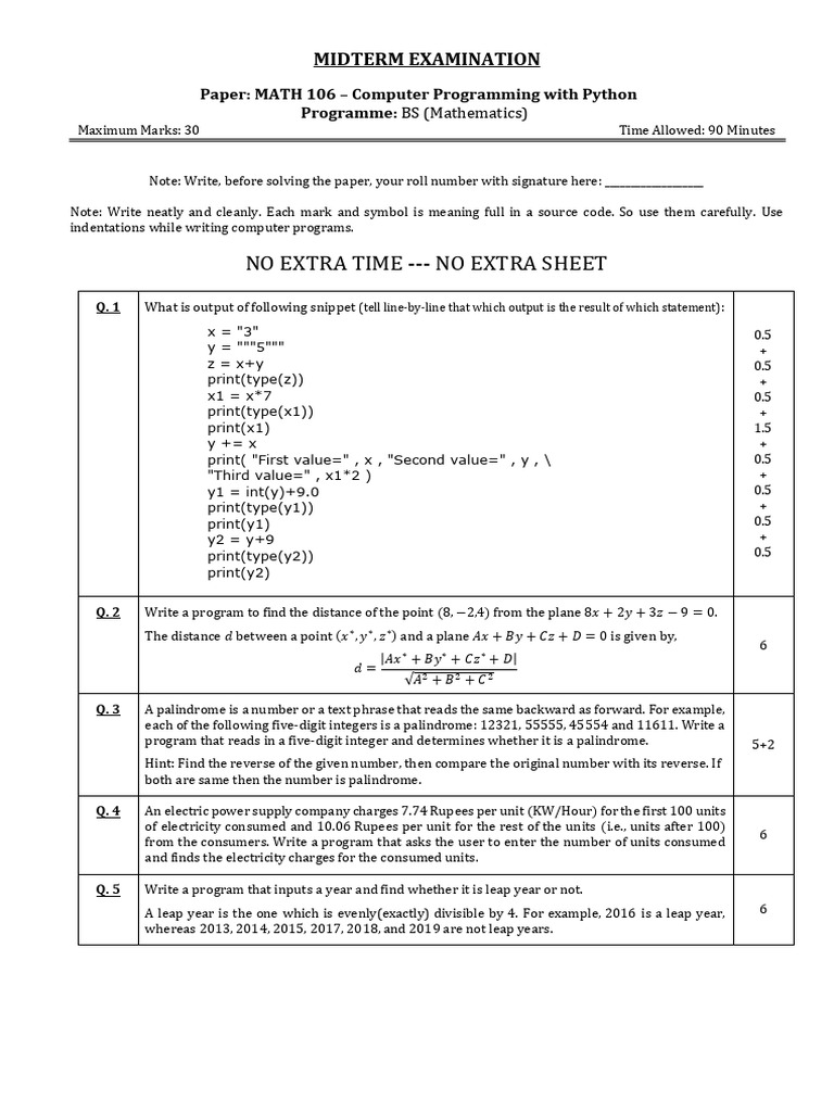 Some Sample Python Exams of 2022 | PDF | Parameter (Computer Programming) | Computing