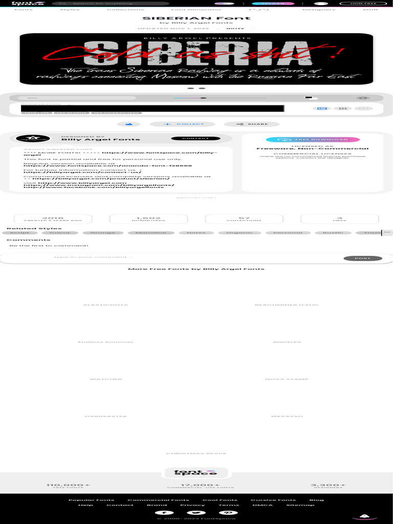 SIBERIAN Font Billy Argel Fonts FontSpace | PDF | Encodings | Written ...