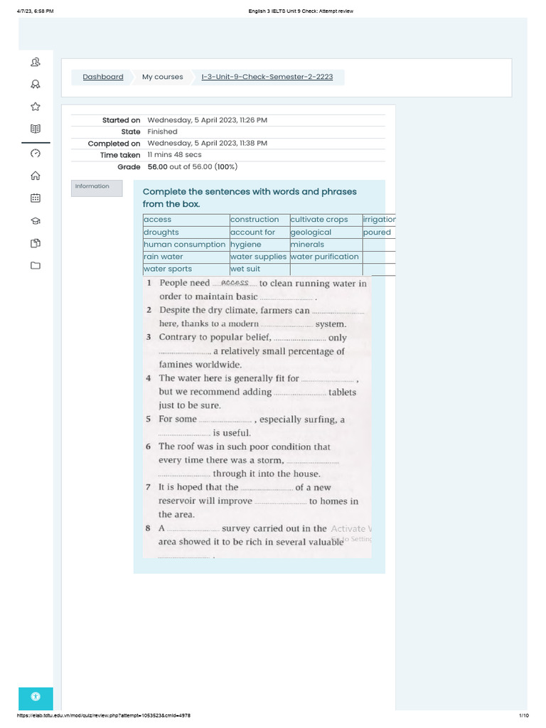 English 3 Unit 9 Practice Test Review | PDF | Hydrology | Water