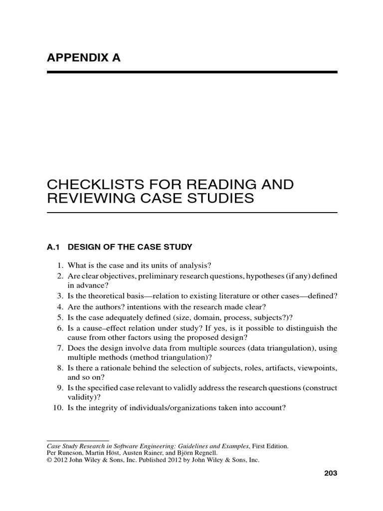 Case Study Review Checklists Guide | PDF | Methodology | Data