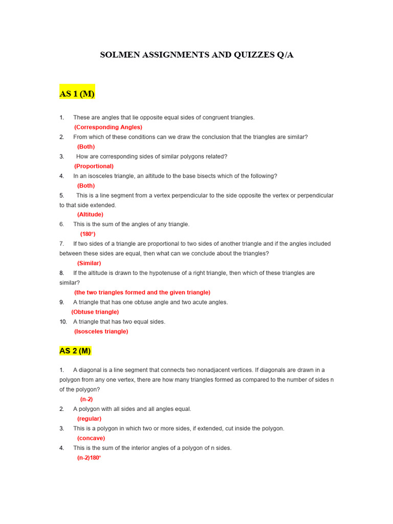 Solmen Reviewer | PDF | Triangle | Circle