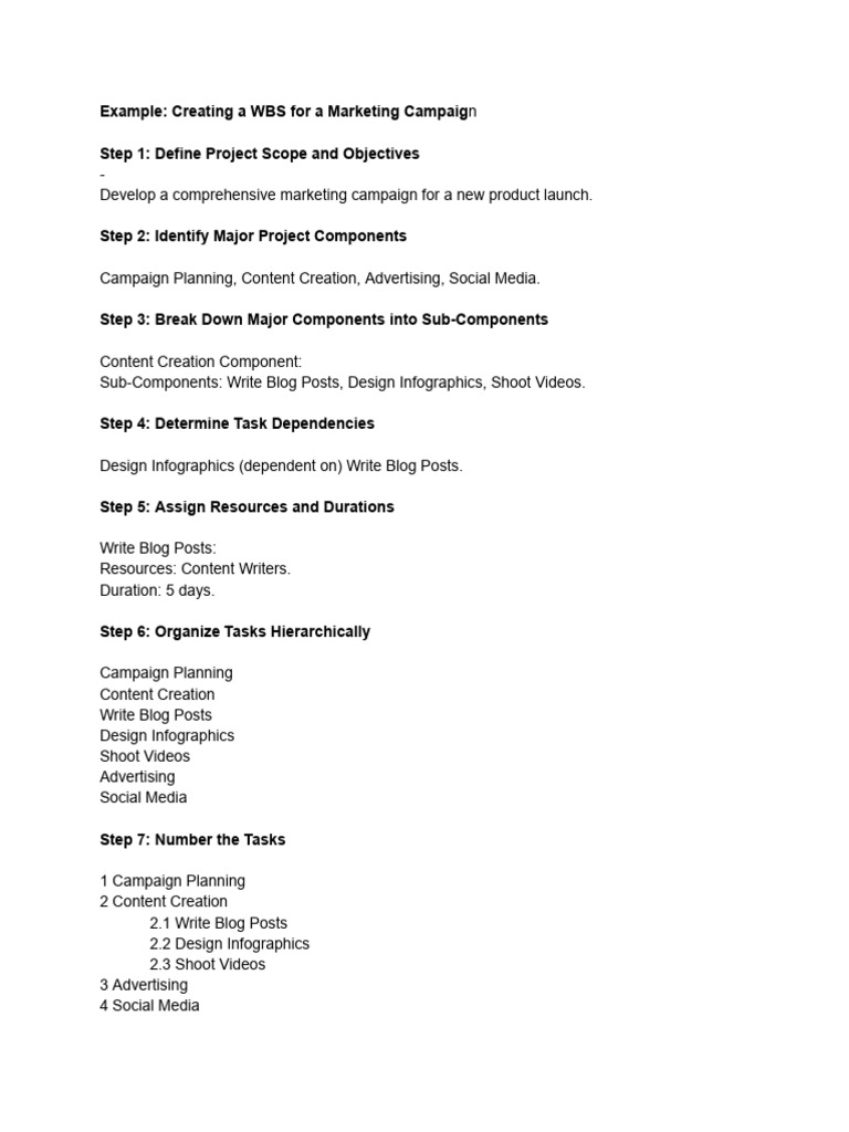 Sample WBS For A Marketing Campaign | PDF | Marketing | Advertising