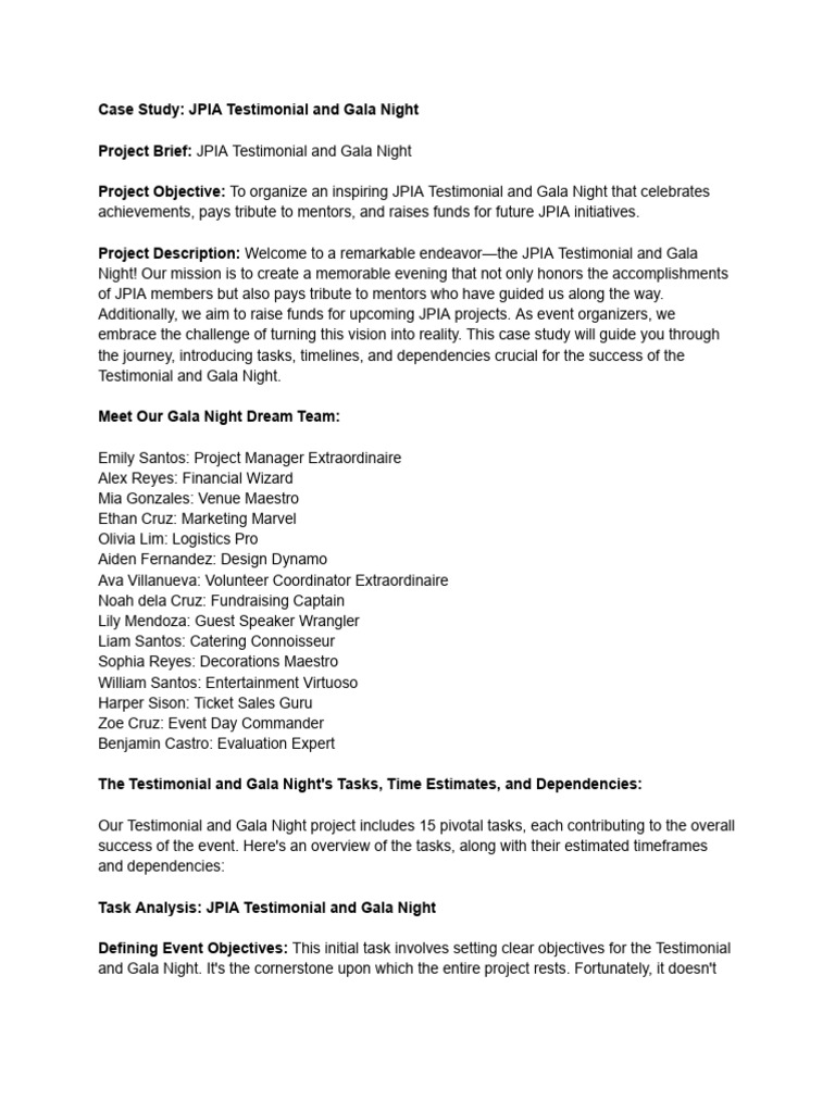 Case Study - JPIA Testimonial and Gala Night | PDF