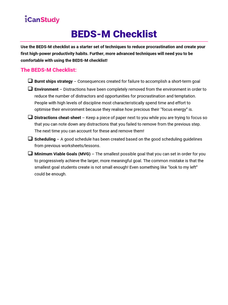 BEDS-M-Checklist | PDF