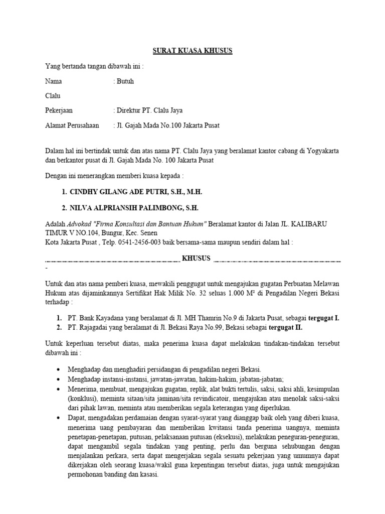 Surat Kuasa Dan Gugatan Ikaa | PDF
