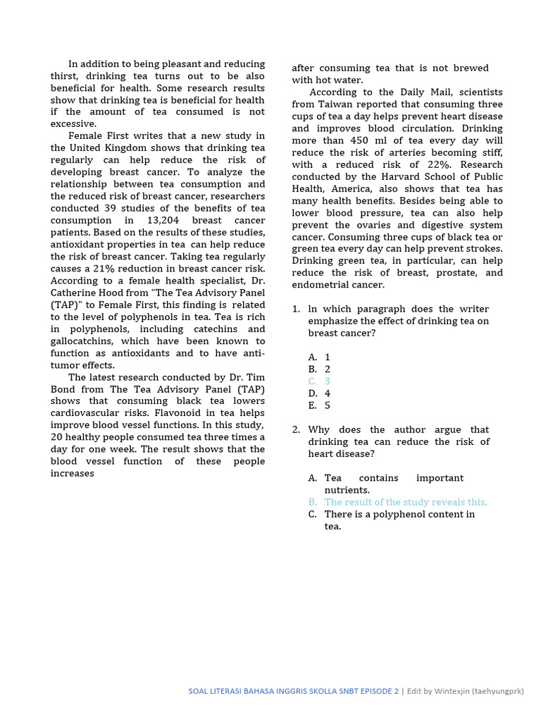 (Literasi Bahasa Inggris) Soal Try Out SKOLLA SNBT Episode 2 | Download ...