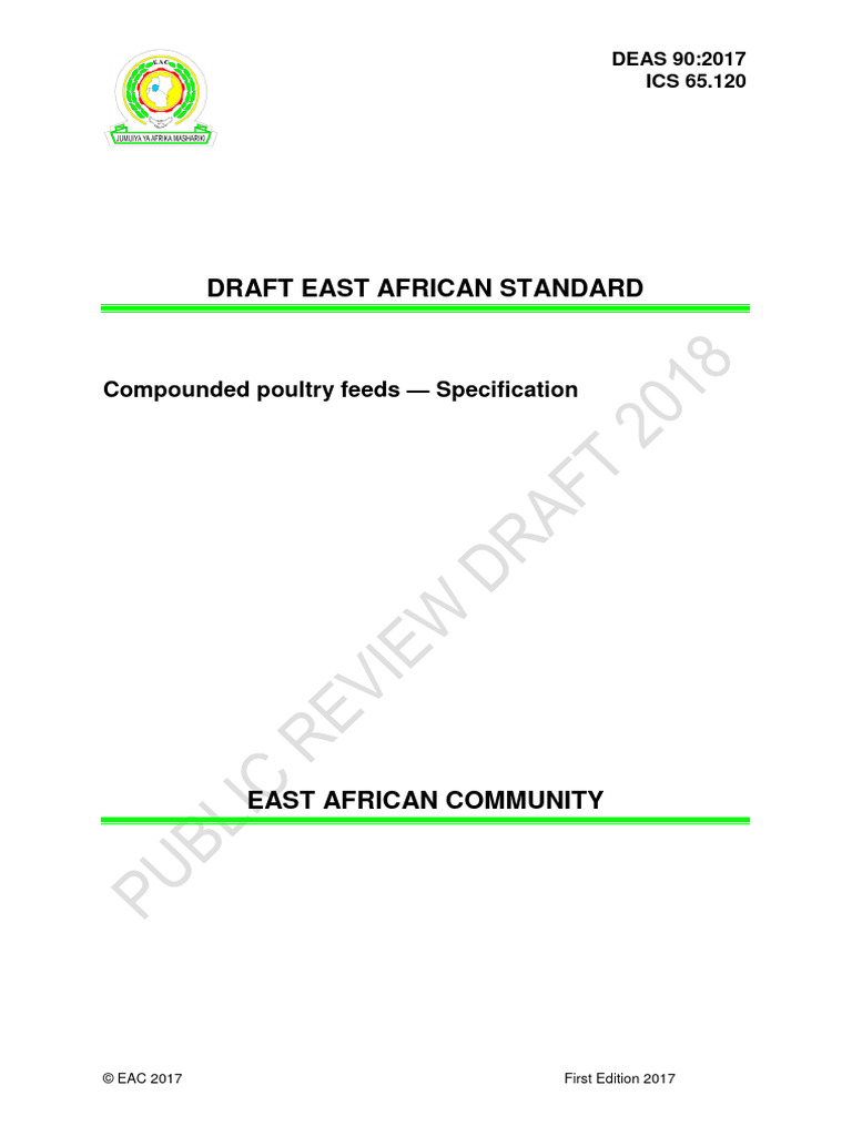 Draft East African Standard: Compounded Poultry Feeds - Specification ...