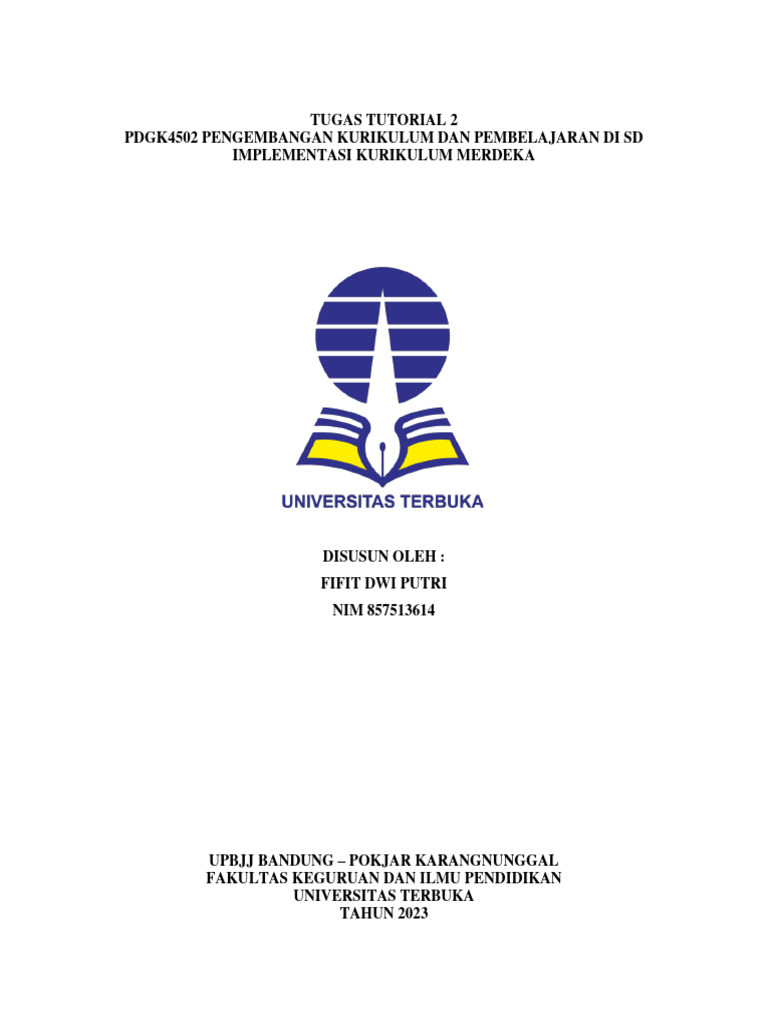 TT2 - Fifit Dwi Putri - 857513614 - Implementasi Kurikulum Merdeka | PDF