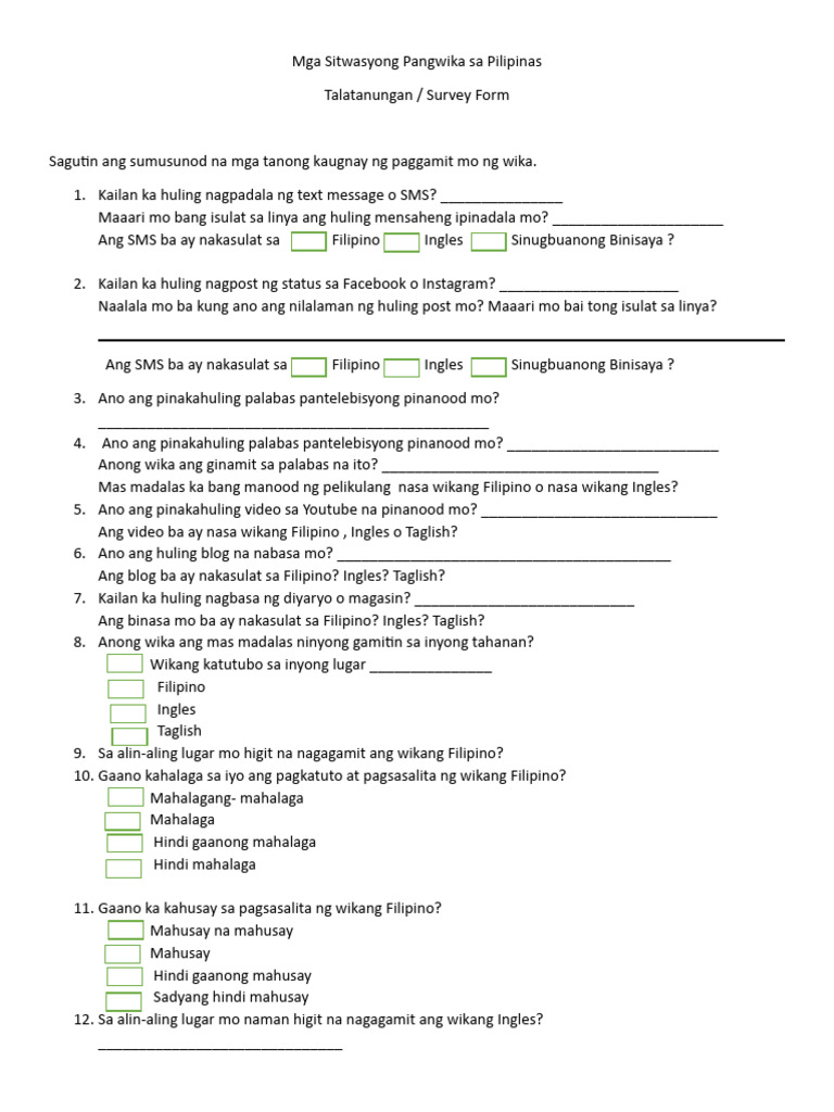 Talatanungan Sa Mga Sitwasyong Pangwika Sa Pilipinas | PDF