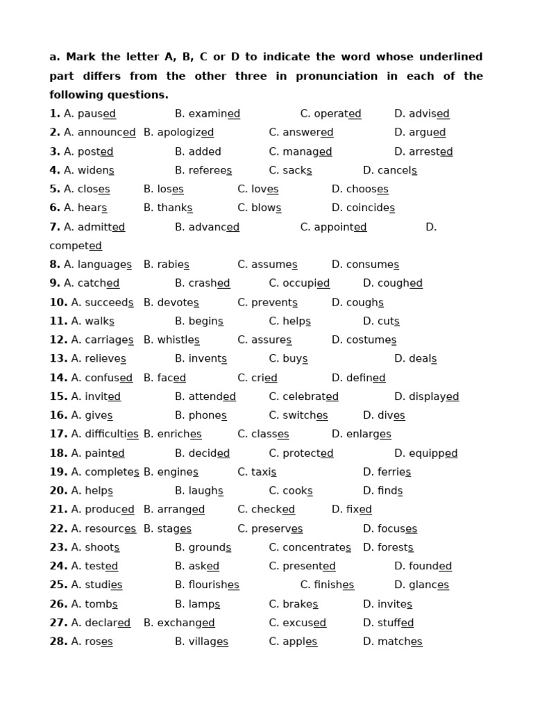 Pronunciation and Stress Exercises | PDF