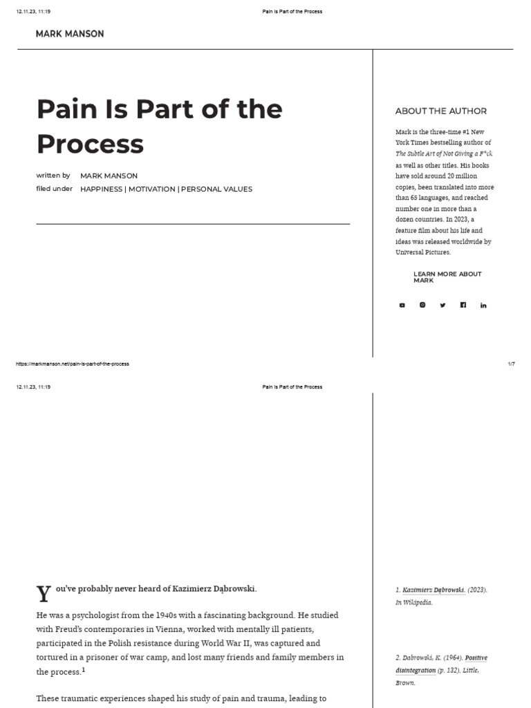 Pain Is Part of The Process | PDF | Psychological Trauma | Psychology