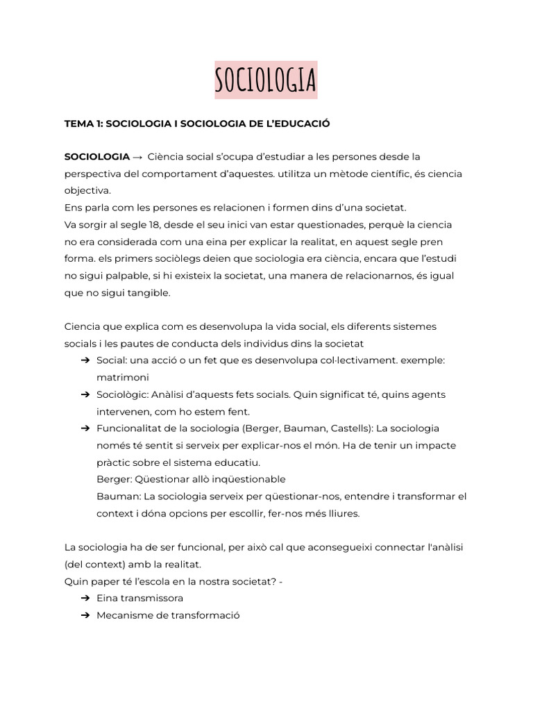 Sociologia de L'educació | PDF
