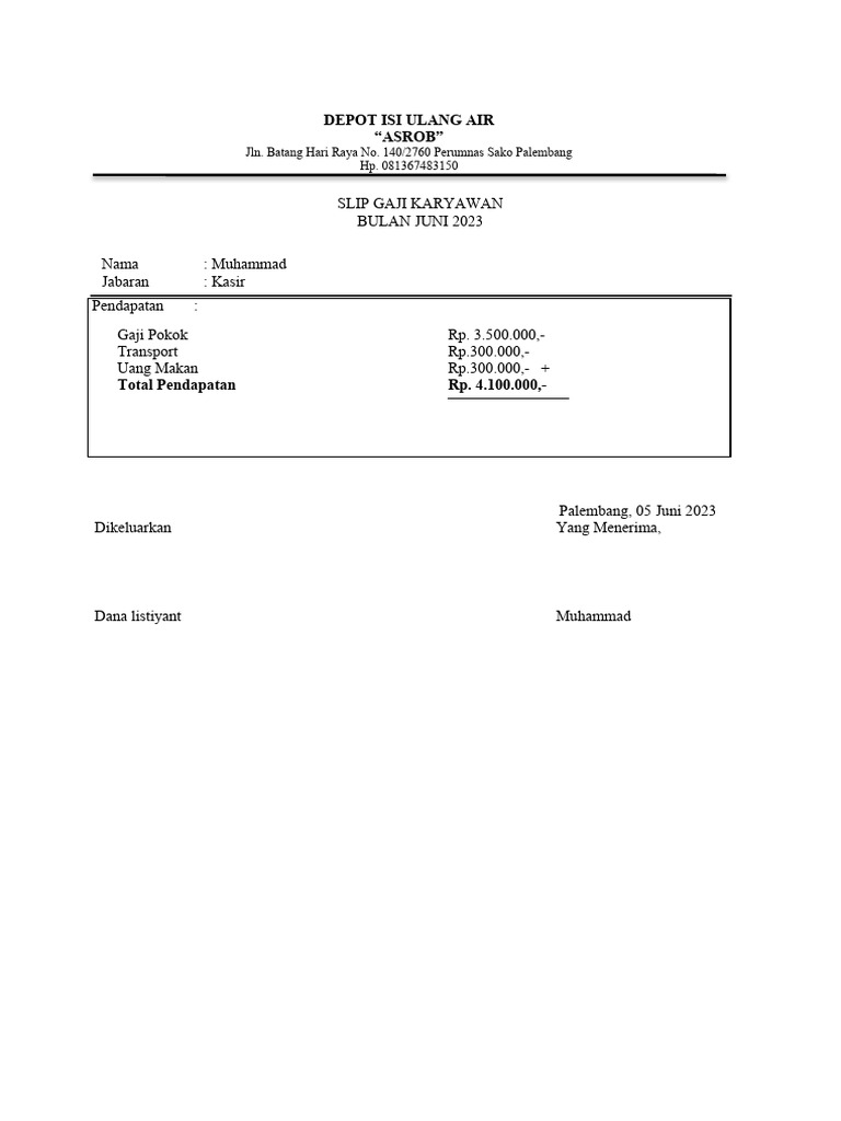 Slip Gaji M.rafi | PDF