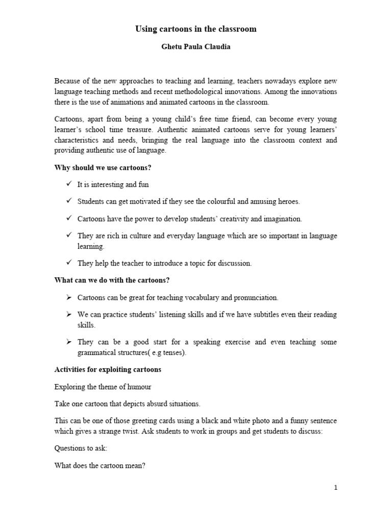 Using Cartoons | PDF | Language Education | Behavior Modification