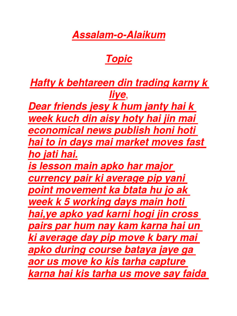 Lesson No 5 Market Daily Pip Move and Trading Time | PDF | Market ...