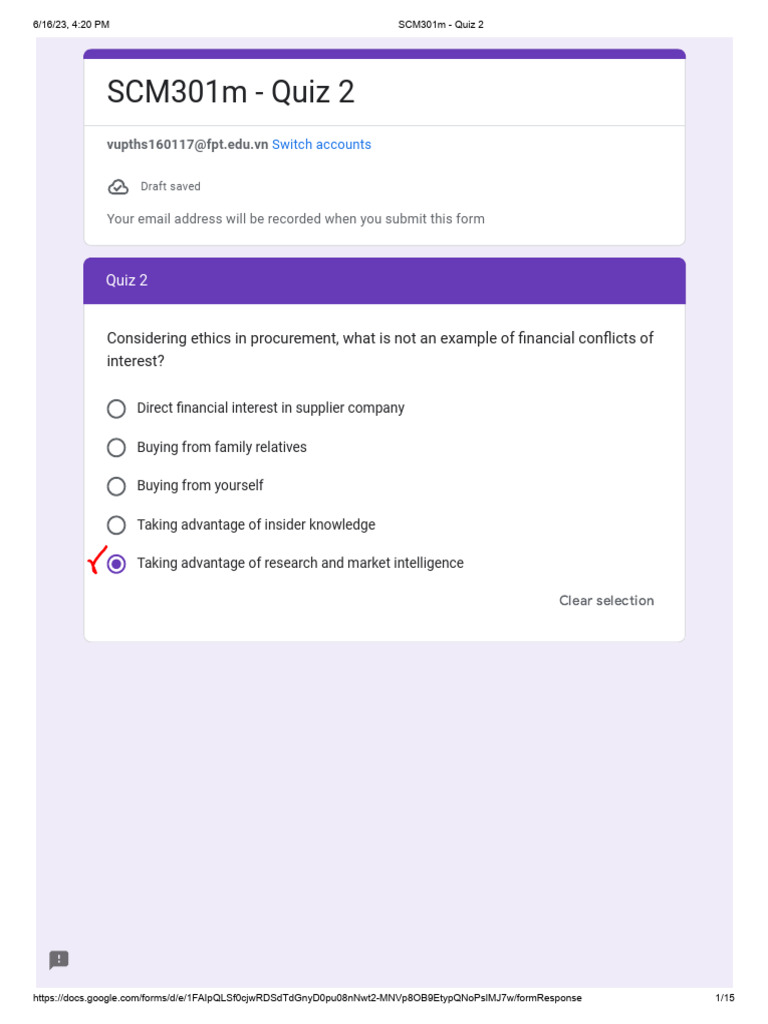 SCM301m Quiz 2 Key | PDF | Procurement | Supply Chain