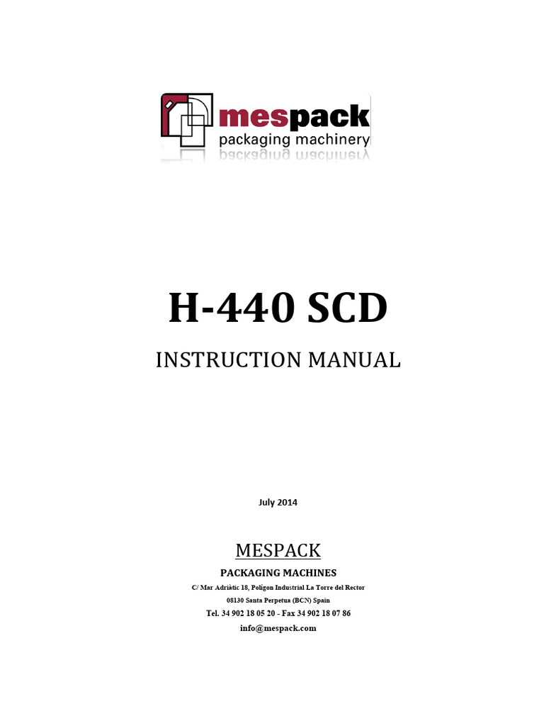 H-440 SCD Packaging Machine Manual | PDF | Switch | Safety