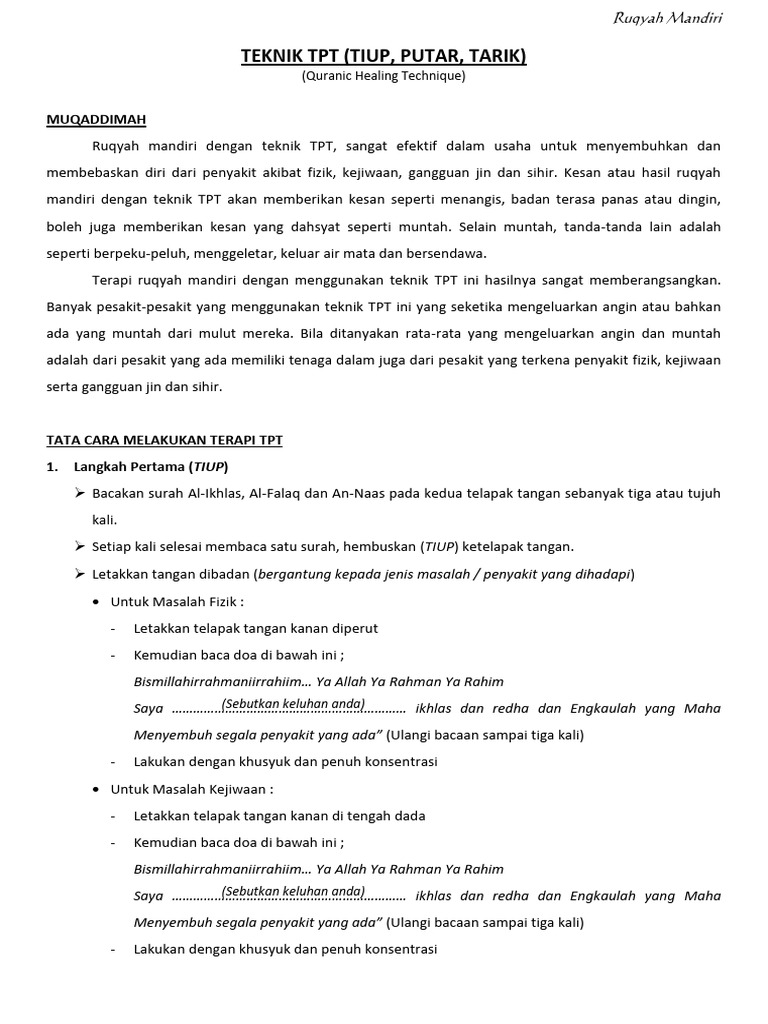 Manfaat Tiup Rahim dalam Ruqyah TPT | PDF | Pengembangan Diri