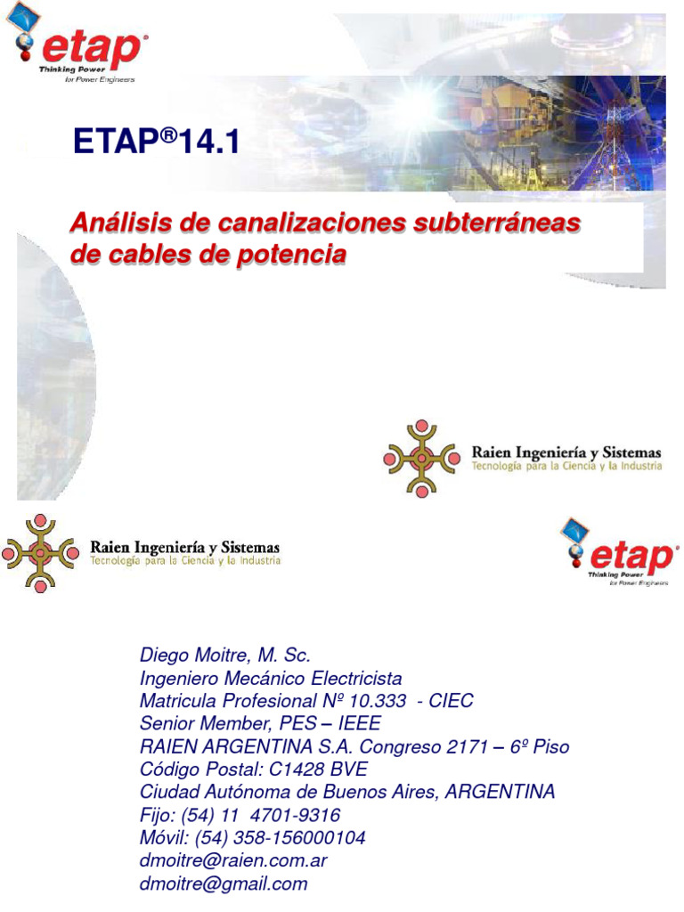 Analisis de Canalizaciones Subterraneas de Cables de Potencia - ETAP 14.1 - Version - 2 | PDF ...