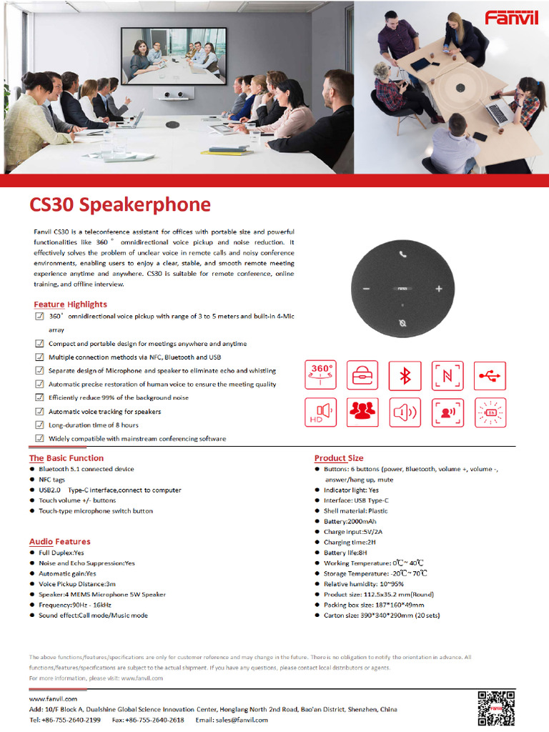 Fanvil CS30 Datasheet | PDF