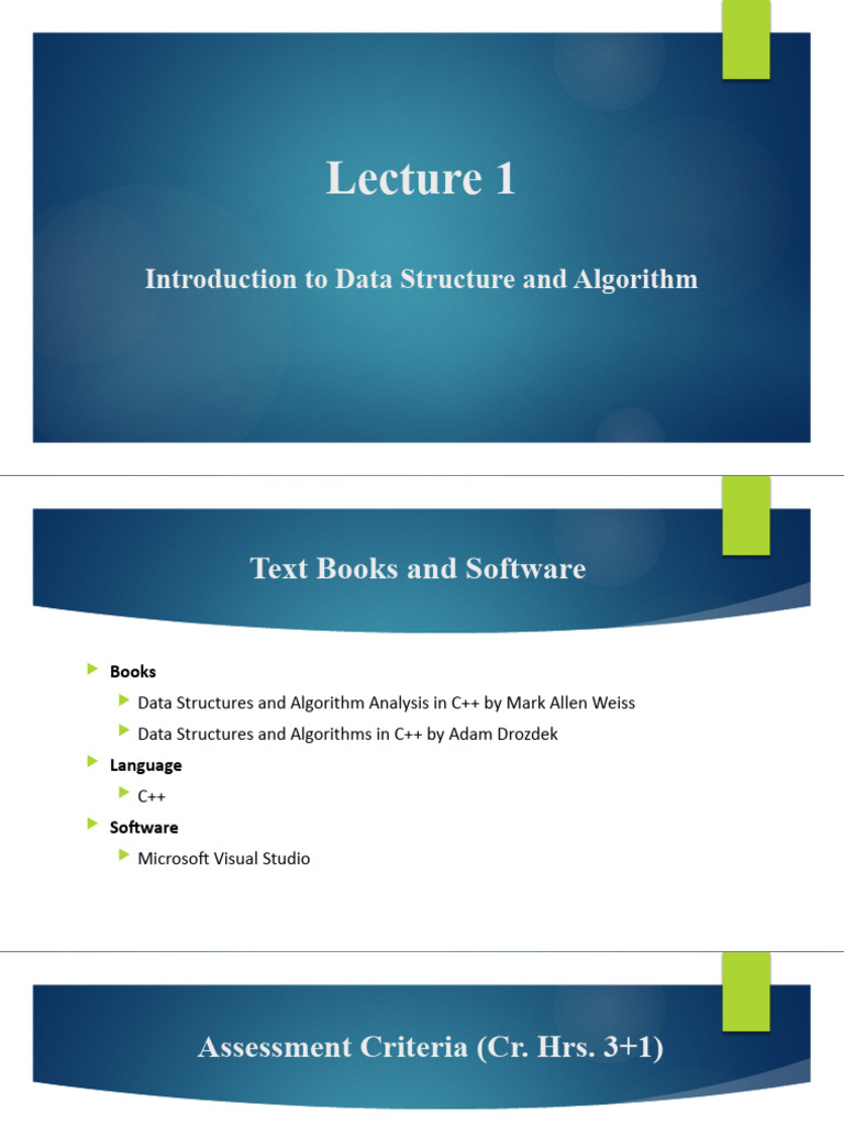 Lecture 1-DSA | PDF | Matrix (Mathematics) | Data Structure