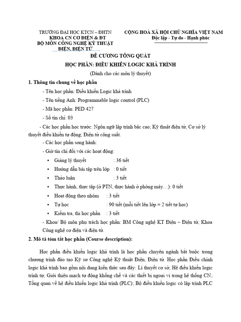 De Cuong Chi Tiet | PDF