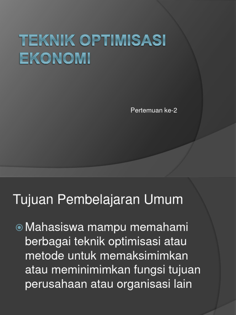 Teknik Optimasi | PDF