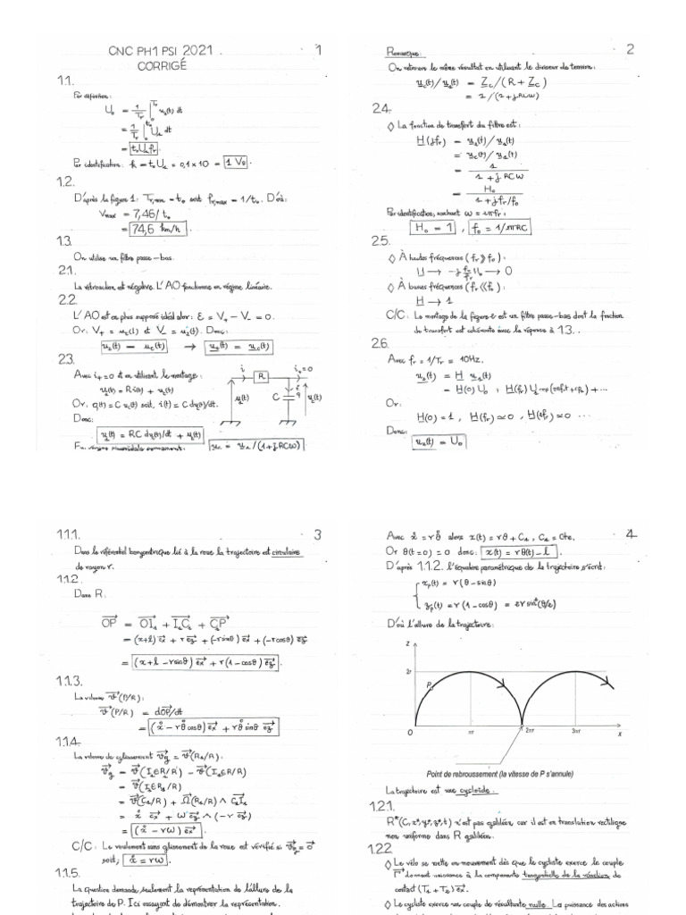 CNC Psi 2021 Physique-1 Correction-1 | PDF
