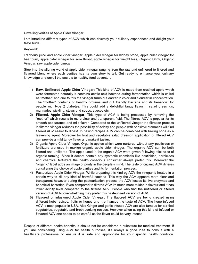 ACV | PDF | Vinegar | Cider
