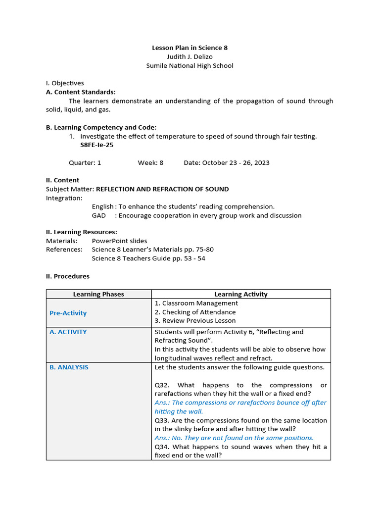 Reflection and Refraction of Sound | PDF | Sound | Waves