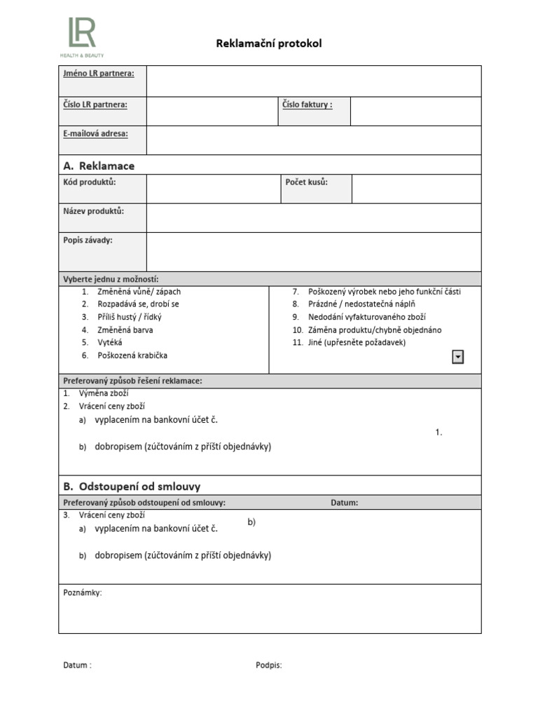 Reklamacni Protokol | PDF