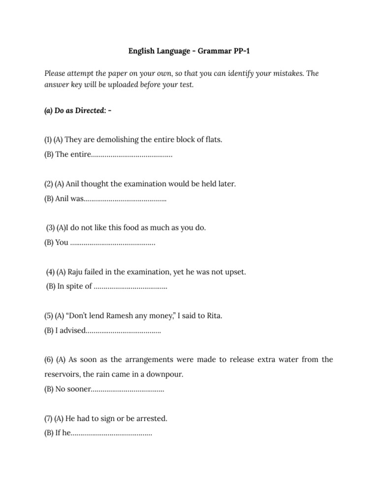 Grammar - Practice Paper 1 | PDF | Gastroesophageal Reflux Disease ...