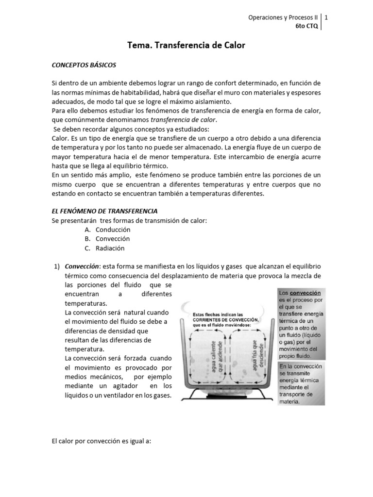 Unidad 3. Transferencia de Calor 2023 | PDF | Convección | Conduccion ...